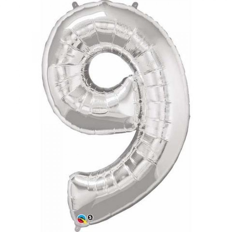 Large Number 9 Silver Balloon Perth | Large Number Balloons Perth